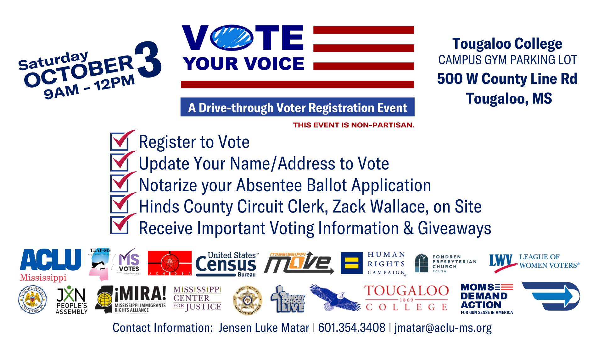 ACLU of MS to hold Vote Your Voice: Drive-Through Voter Registration ...