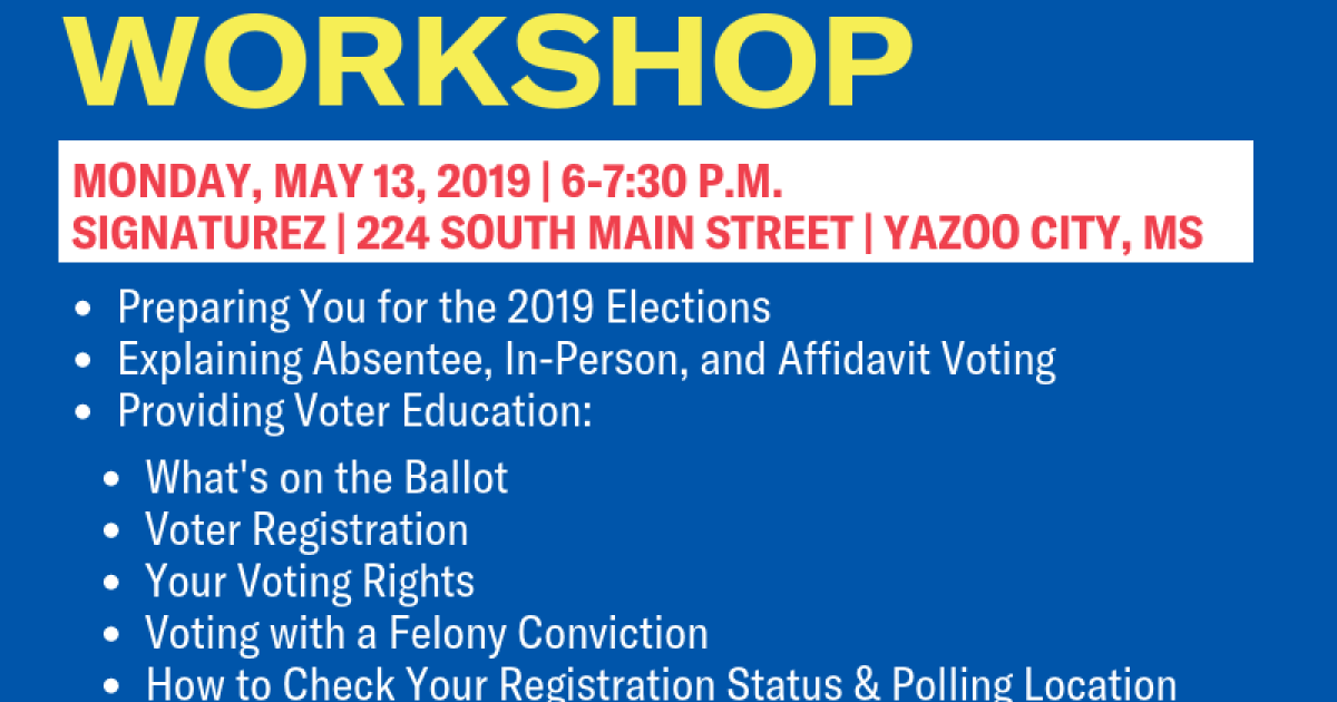 Voter Rights Workshop Aclu Of Mississippi